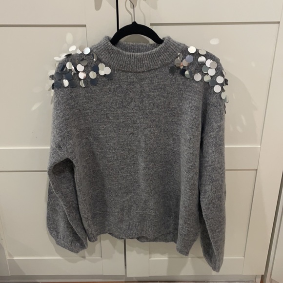 Sweaters | Disco Details Gray Sweater | Poshmark
